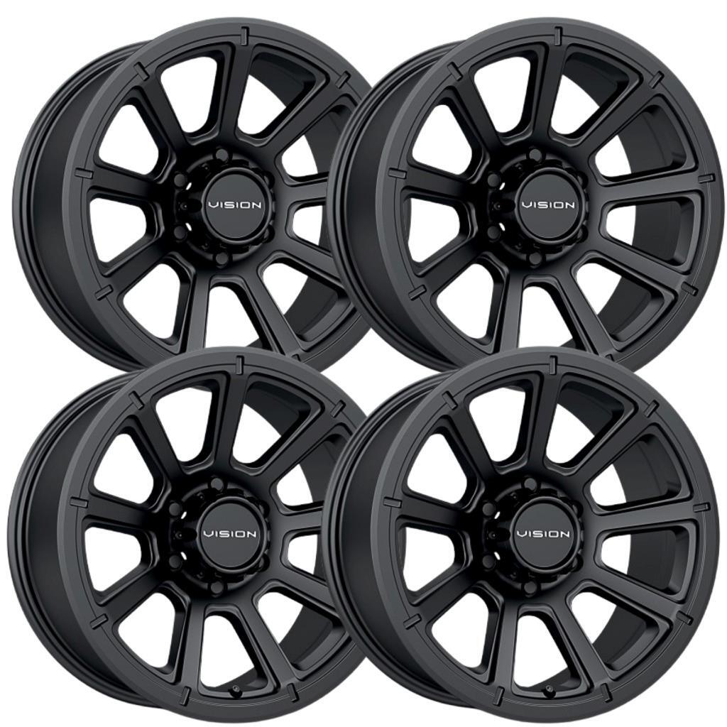 (Set-4) Vision 353 Turbine 17x8.5 5x5 5x127 -6mm Matte Black Wheels 17 ...