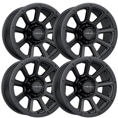 (Set-4) Vision 353 Turbine 17x8.5 5x5 5x127 -6mm Matte Black Wheels 17 ...
