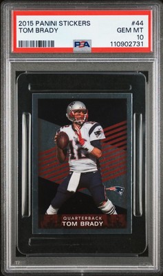 Tom Brady 2015 Panini Sticker #44 - FOIL - PSA 10 - RARE!! POP 1 | eBay