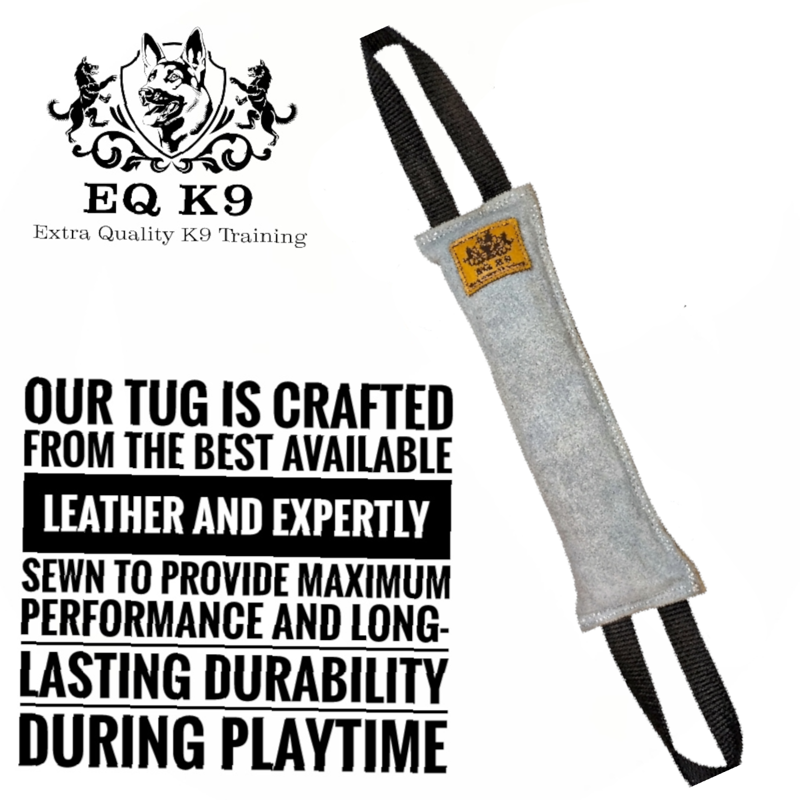 EQ K9 Leather Dog Tug Toy, Durable for Dog Training, Tug of War, Dog ...