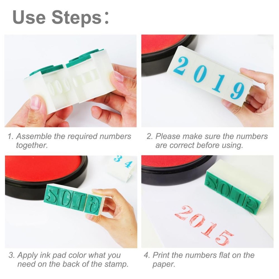 Number Stamp Set Detachable 0-9 Digits Arabic Numerals Stamps for DIY ...