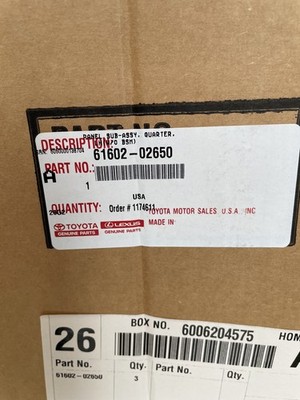 Toyota Corolla 20-25 1/4 Quarter panel LH Drivers Side NEW OEM 61602 ...