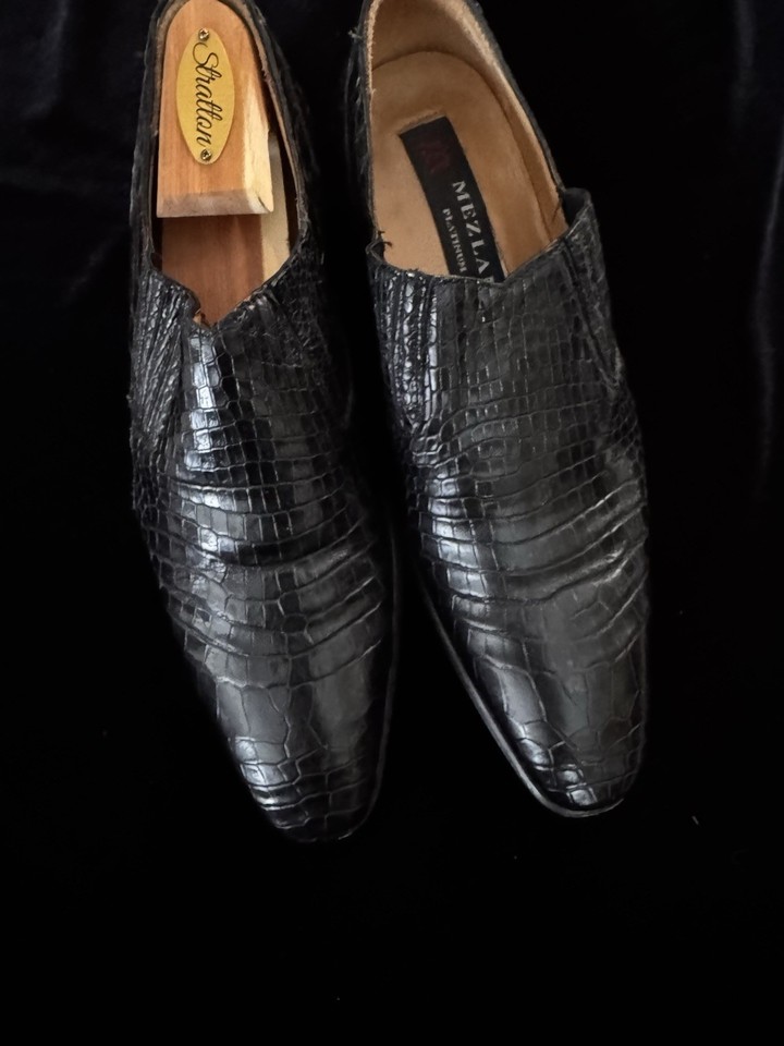 NICE! $1000+ MEZLAN PLATINUM Genuine Crocodile Alligator Shoes 7M Made ...