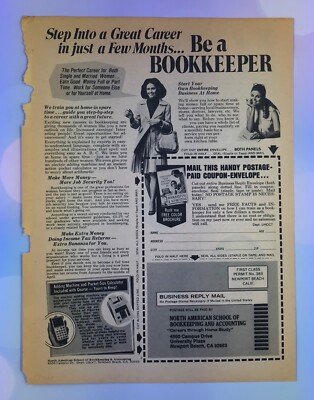 vintage 1970s mag print ad North American SCHOOL of BOOKKEEPING and ...