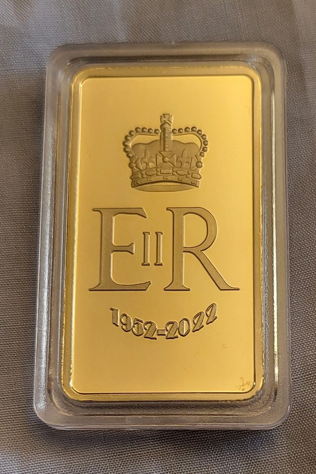 Queen Elizabeth II Gold Bar Platinum Jubilee King Charles III Royal ...