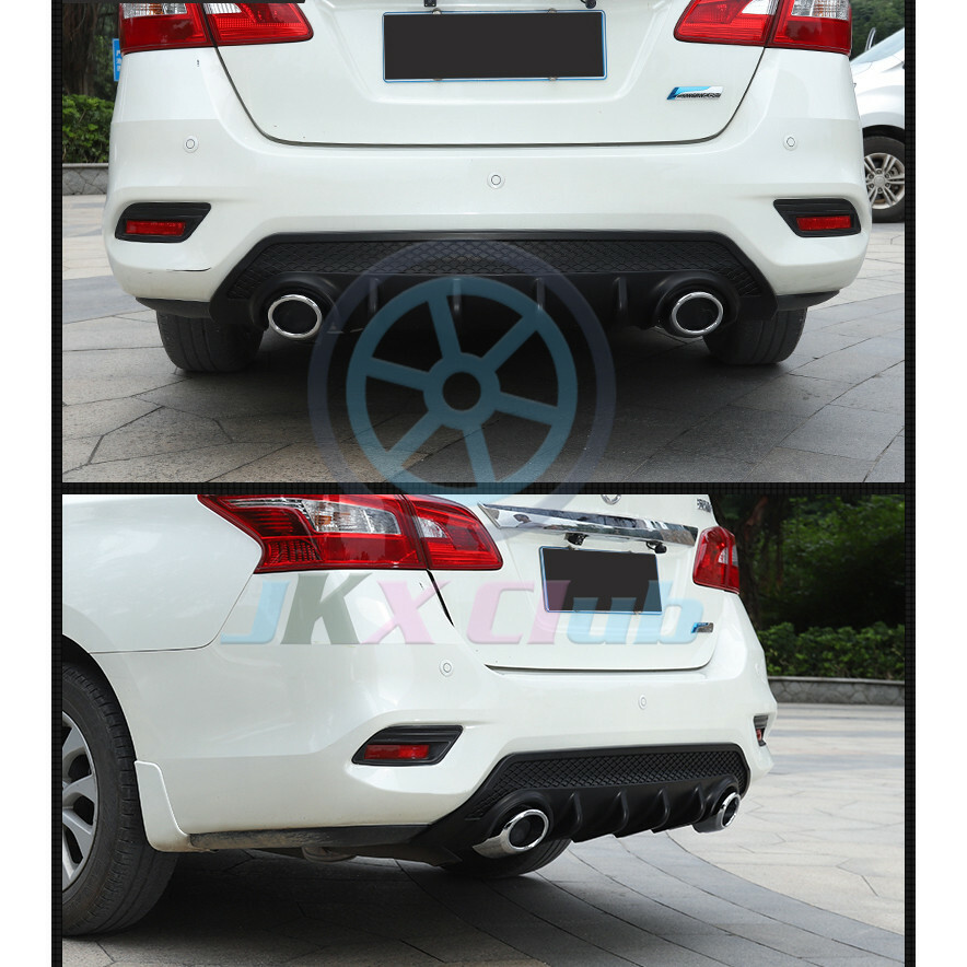 Black Rear Bumper Lip Diffuser Body Trim w/ Exhaust for Nissan Sentra ...