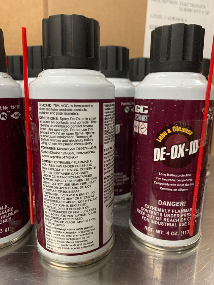 DEOXID Contact Cleaner/Deoxidizer Spray, 4oz Aerosol DE-OX-ID, Case of ...
