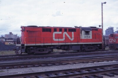 CN CANADIAN NATIONAL Railroad Locomotive 3153 Train Yard 1969 Photo ...