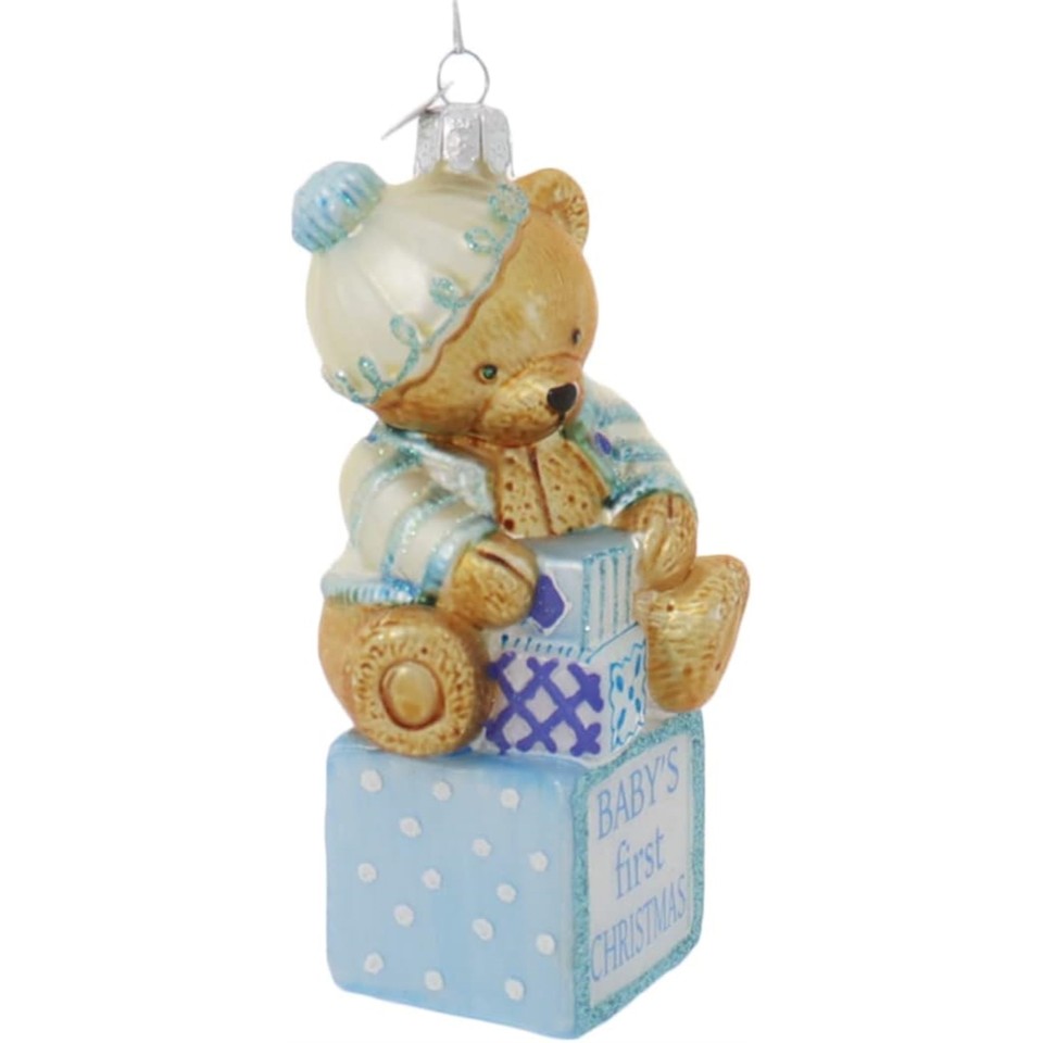 Kurt Adler Noble Gems Teddy Bear Baby's First Christmas Ornament ...