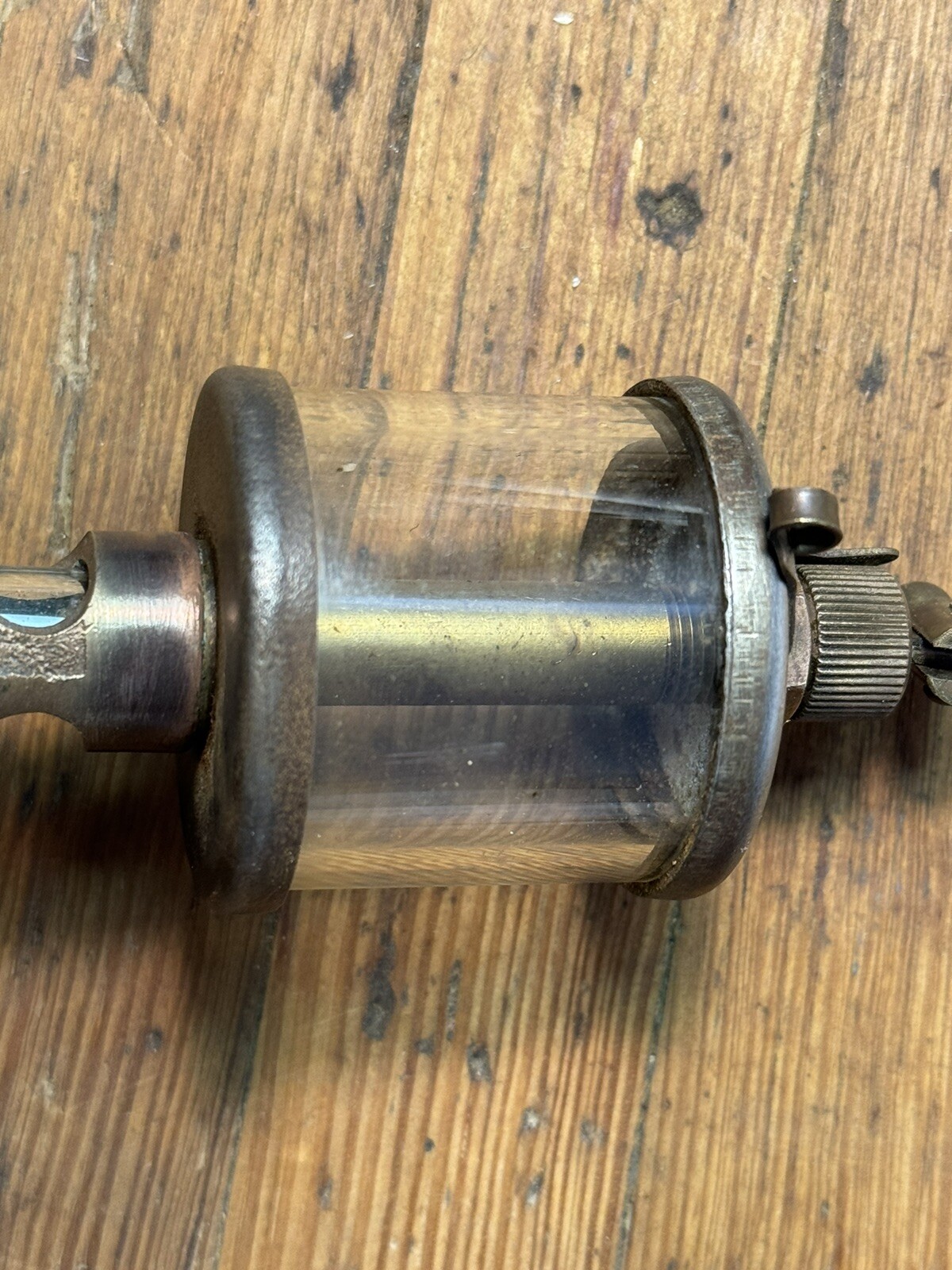 VINTAGE ENGINE OILER LUBRICATOR CYLINDER OILER W/ GLASS ANTIQUE ...