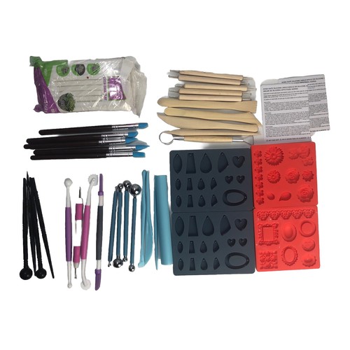 Lot of Sculpey Original Polymer Clay, Tools, and Molds - Roses, Frames ...
