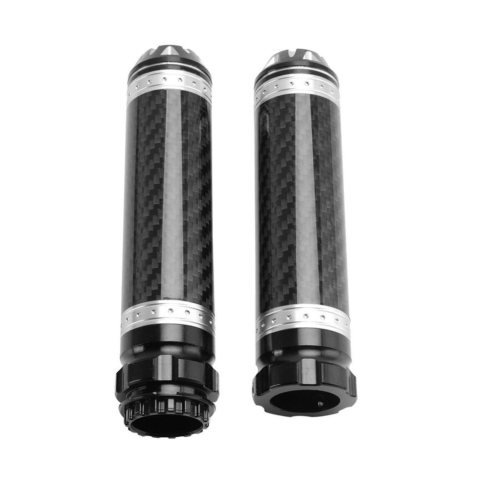 7/8"/22Mm Motorcycle Handle Bar Hand Grip Carbon Universal Silver For ...