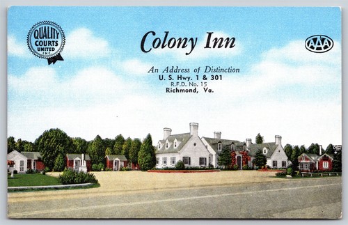 Postcard Colony Inn Hotel and Cottages, Richmond Virginia D395 | eBay