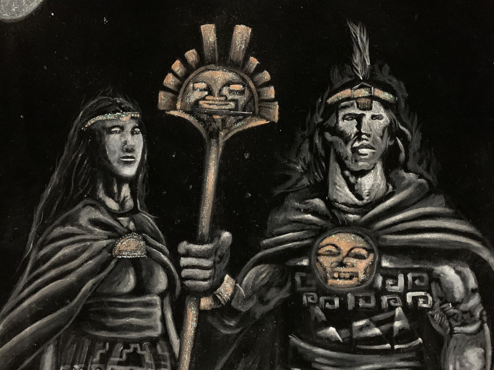 Manco Capac and Mama Ocllo Velvet Painting Titicaca Lake Cuzco Peru ...