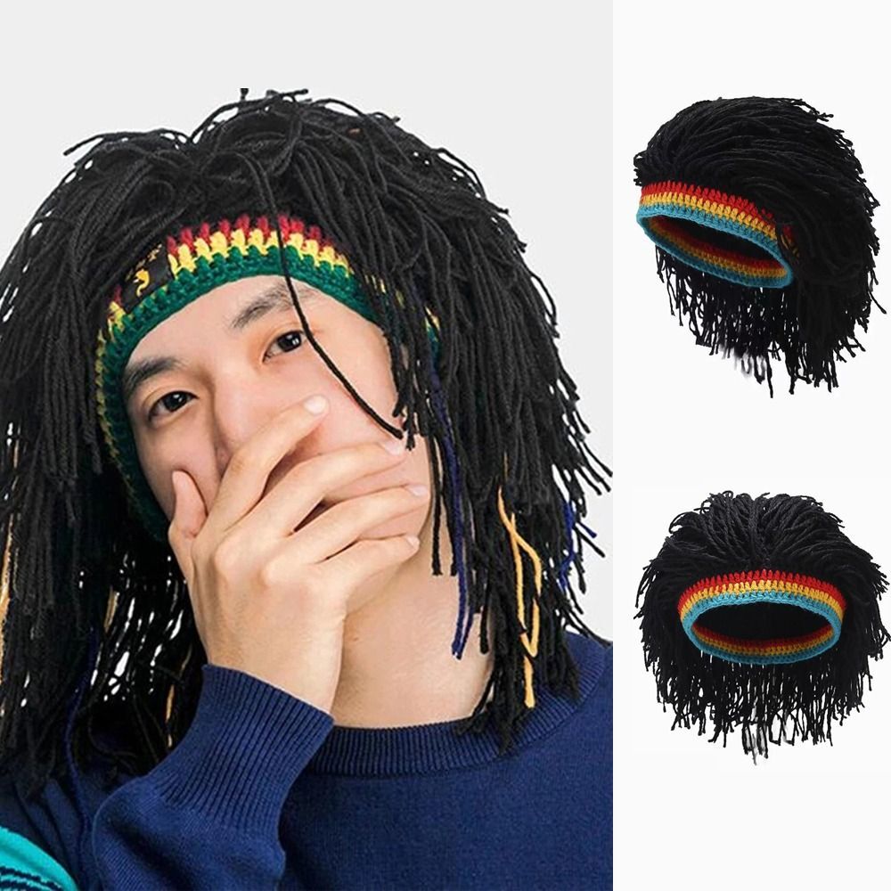Black Rastafarian Hat Rastafarian Knitted Hat With Dreadlocks
