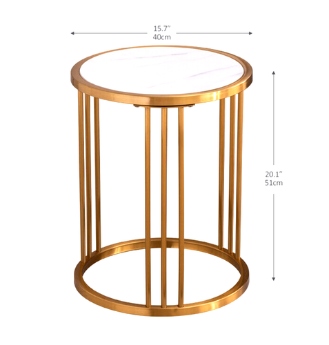 Luxury Marble Look Side Table,Sintered Stone Top & Gold Brushed Metal ...