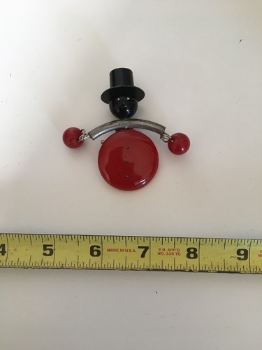 Vintage Bakelite Red Black Dangle Ball Roly Poly Man W Hat Pin | eBay