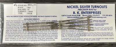 BK Enterprises Nn3 or Z Scale 3-Way Stub Turnout Code 55 Nickel Silver ...