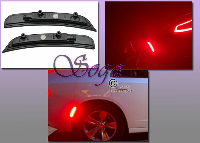 FOR 2015-2020 DODGE CHARGER RED LED REAR BUMPER CLEAR SIDE MARKER ...