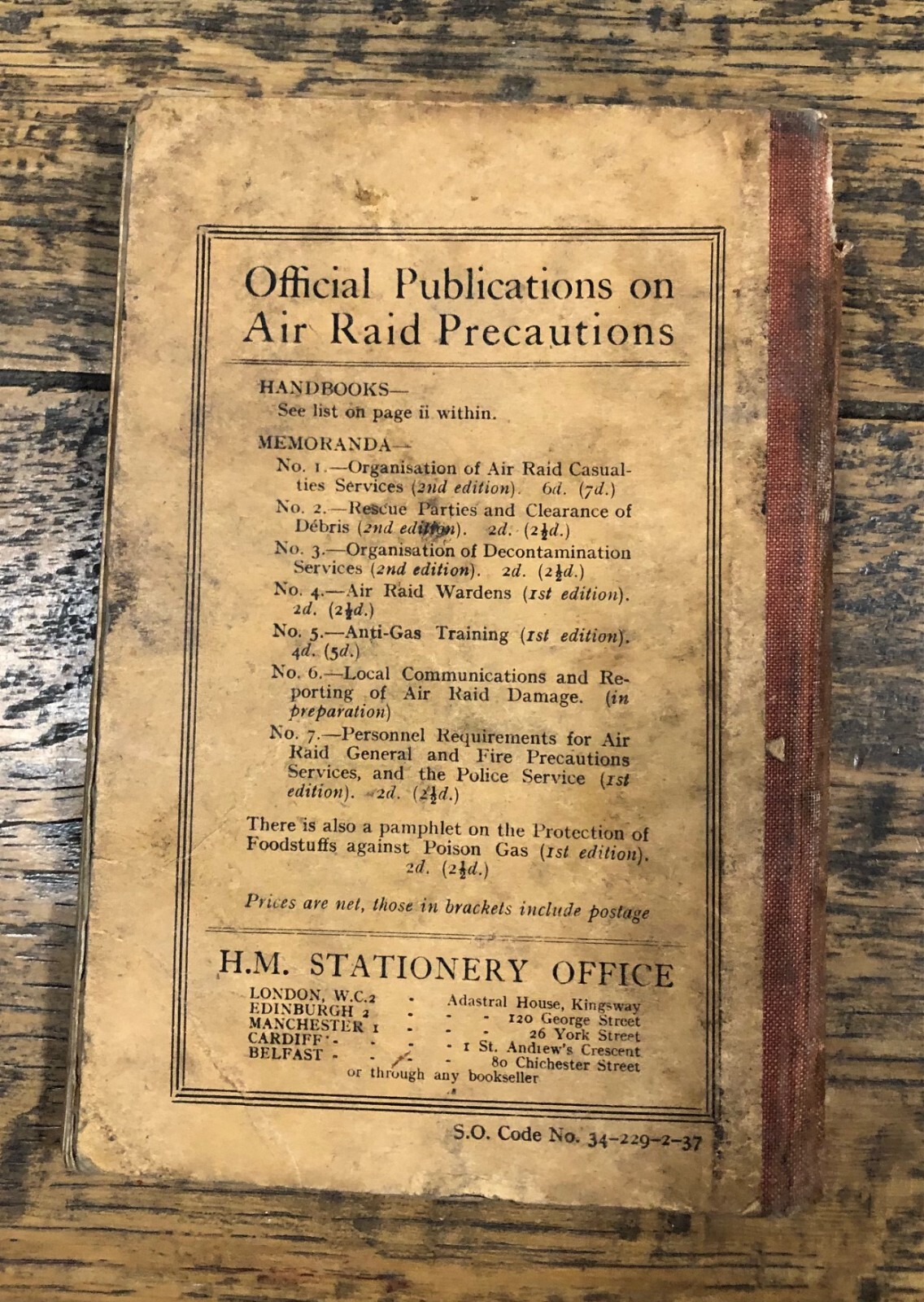 AIR RAID PRECAUTIONS HANDBOOK No 1 - 1938 (2nd Edition ) Protection ...
