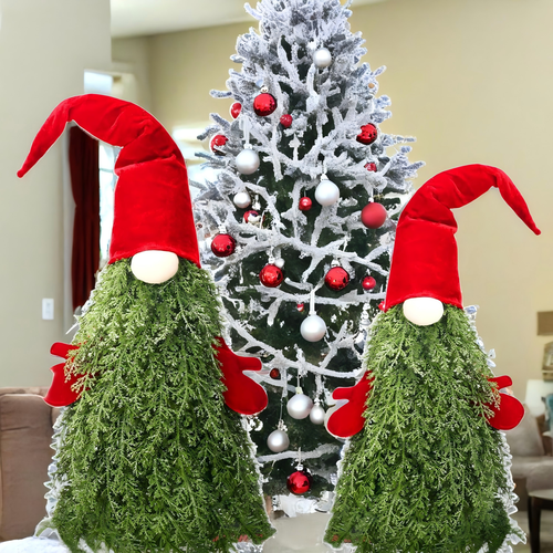 Set of 2 Christmas Gnome Topiary Trees Set 26" 22" for Door Garden ...