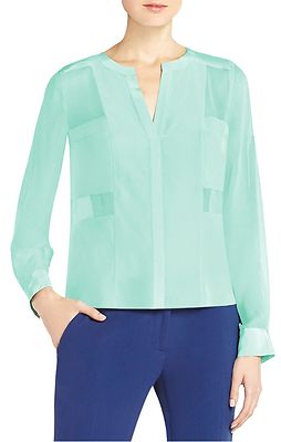 NEW BCBG MAX AZRIA OPALINE GREEN GAEL PATCHWORK SILK RXI1O953 TOP SIZE ...