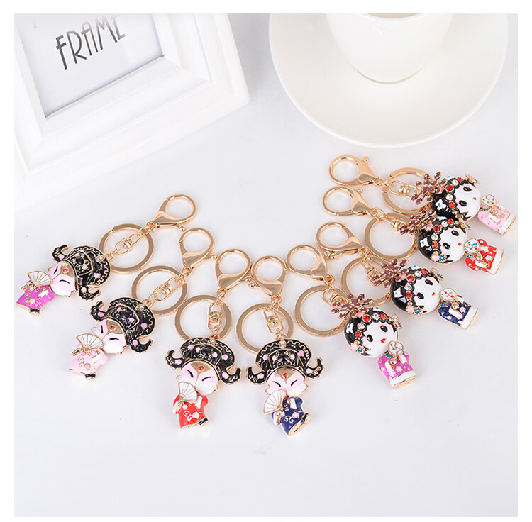 Chinese Peking Opera Keychain Crystal Cute Keyring Bag Car Charm ...