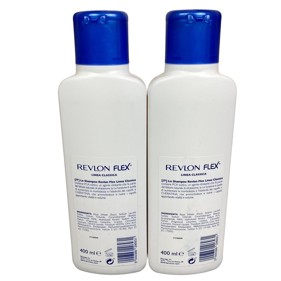 2 Pack Revlon Flex Keratin Protein Shampoo - Italian Import 400 ml - 13 ...
