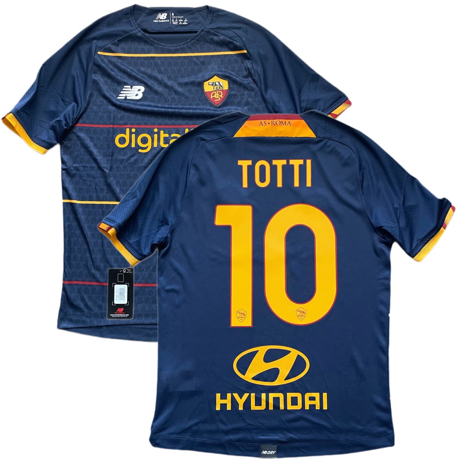 2021/22 AS Roma Fourth Jersey #10 Totti Small New Balance 4th Legend ...