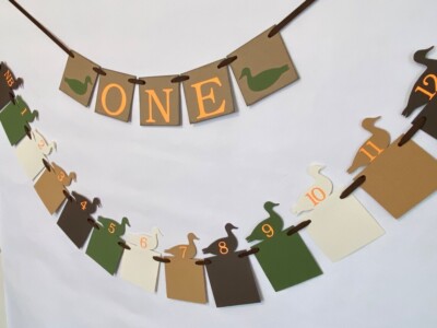 Duck Hunting First Birthday Decor - 1st Year Photo Banner - Mallard ...