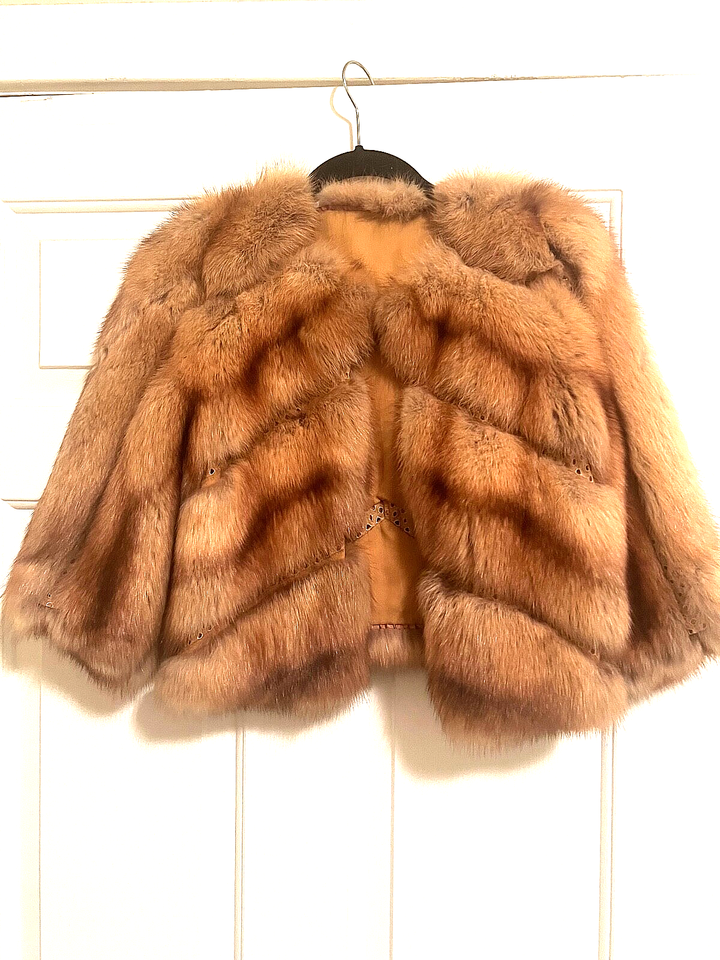 DENNIS BASSO GOLDEN RUSSIAN SABLE FUR TIERED JACKET | eBay