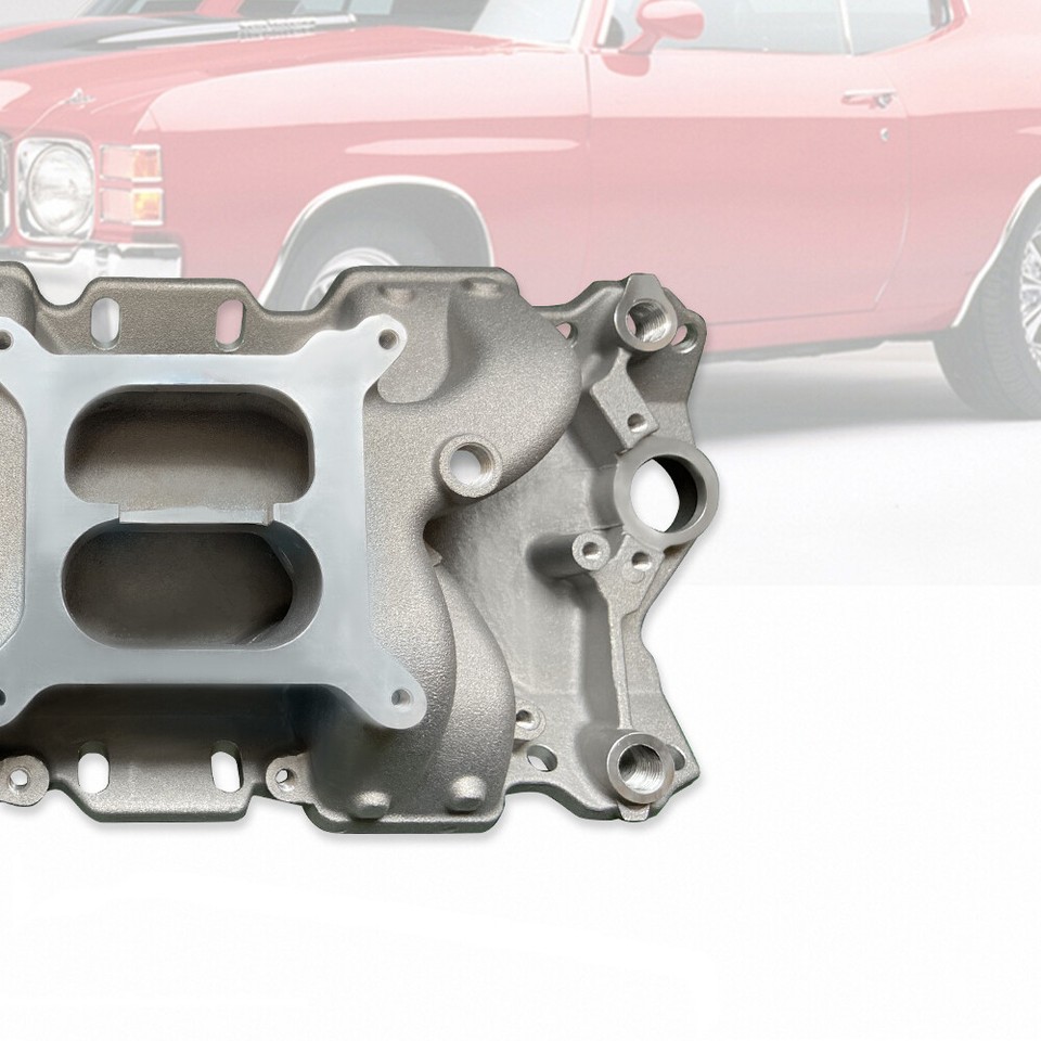 Satin Air Gap Dual Plane Intake Manifold Fits Chevy SBC 265 350 400 ...