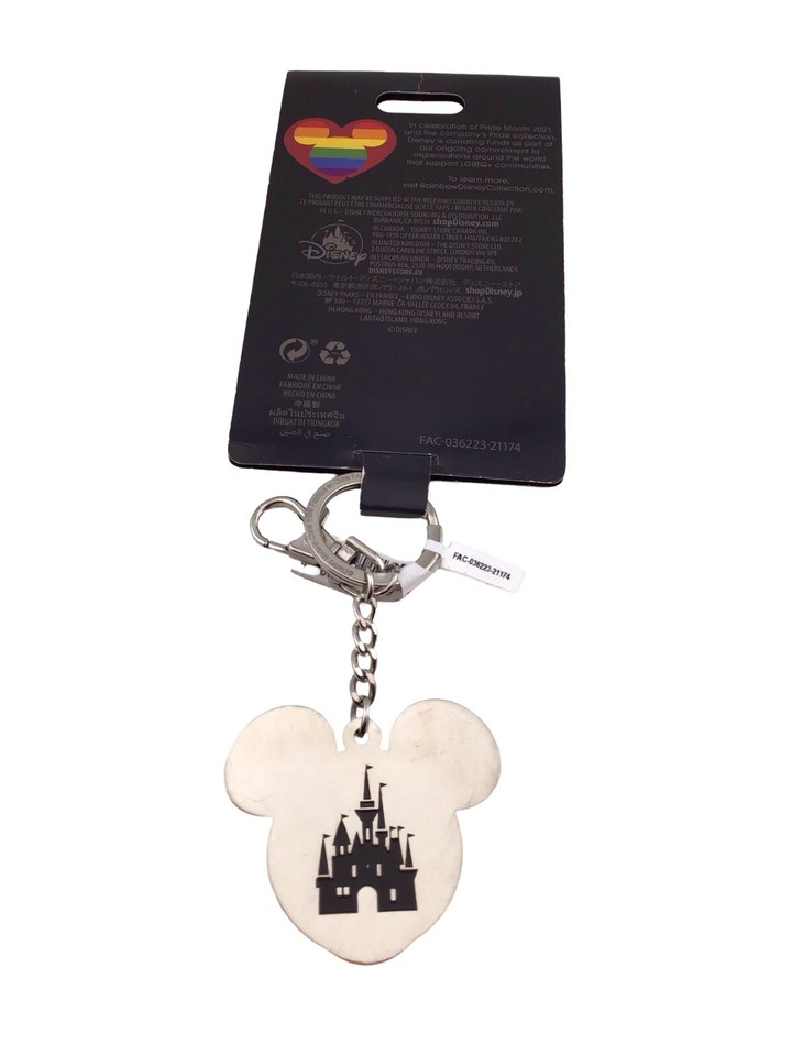 Disney Glitter Mickey Mouse Head Rainbow Pride Collection Keychain ...