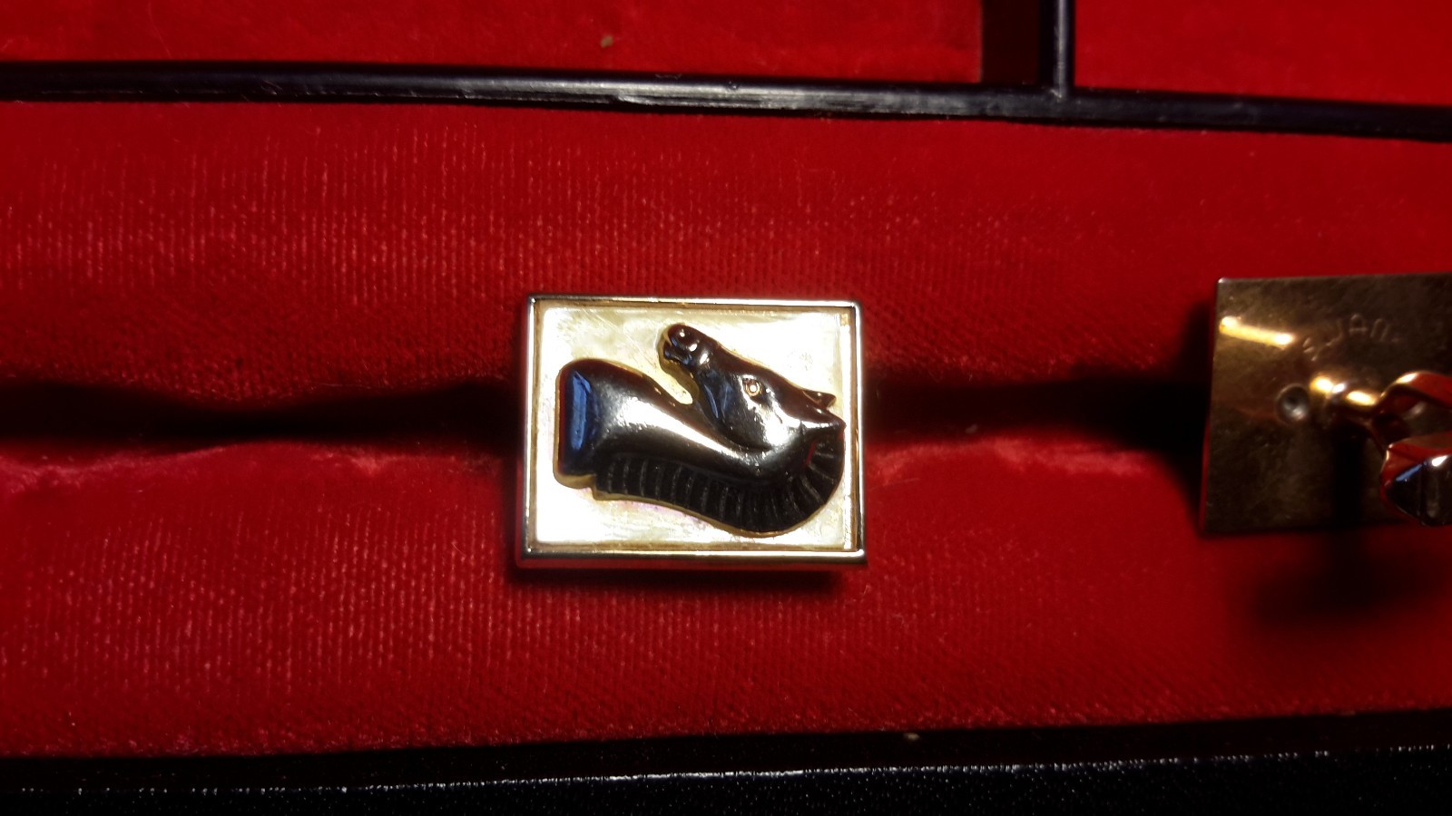 SWANK Vintage KNIGHT HORSE Abalone Cuff Links ESTATE … - Gem