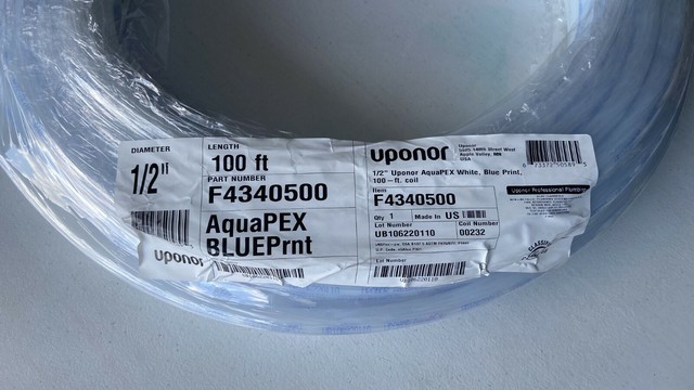 UPONOR 1/2" AquaPEX White Blue Print 100' Coil F4340500 for sale online ...