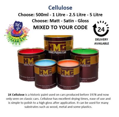 Cellulose Paint - Mixed to Your Colour Code - Choose Your Quantity ...