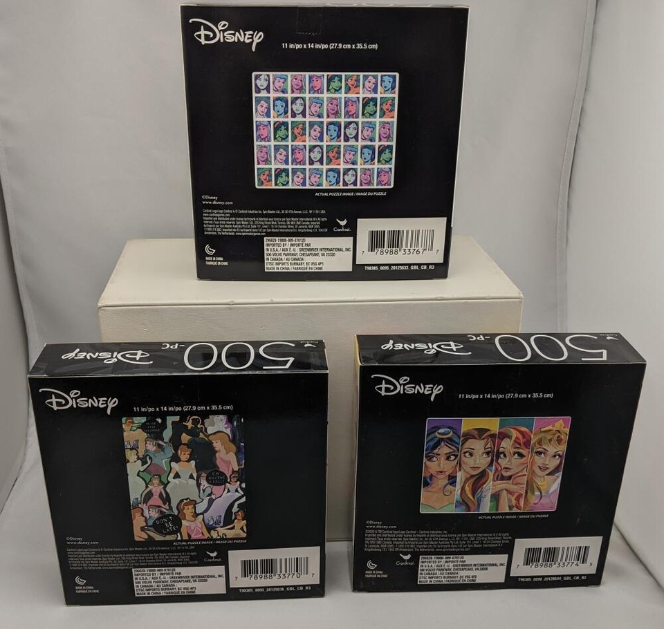 Lot of 3 Cardinal Disney Princess 500 pc Puzzle NIP 11 in x 14 in | eBay
