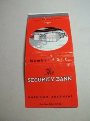 Matchbook Cover The Security Bank Harrison AR #250 THIS FAMILY? | eBay