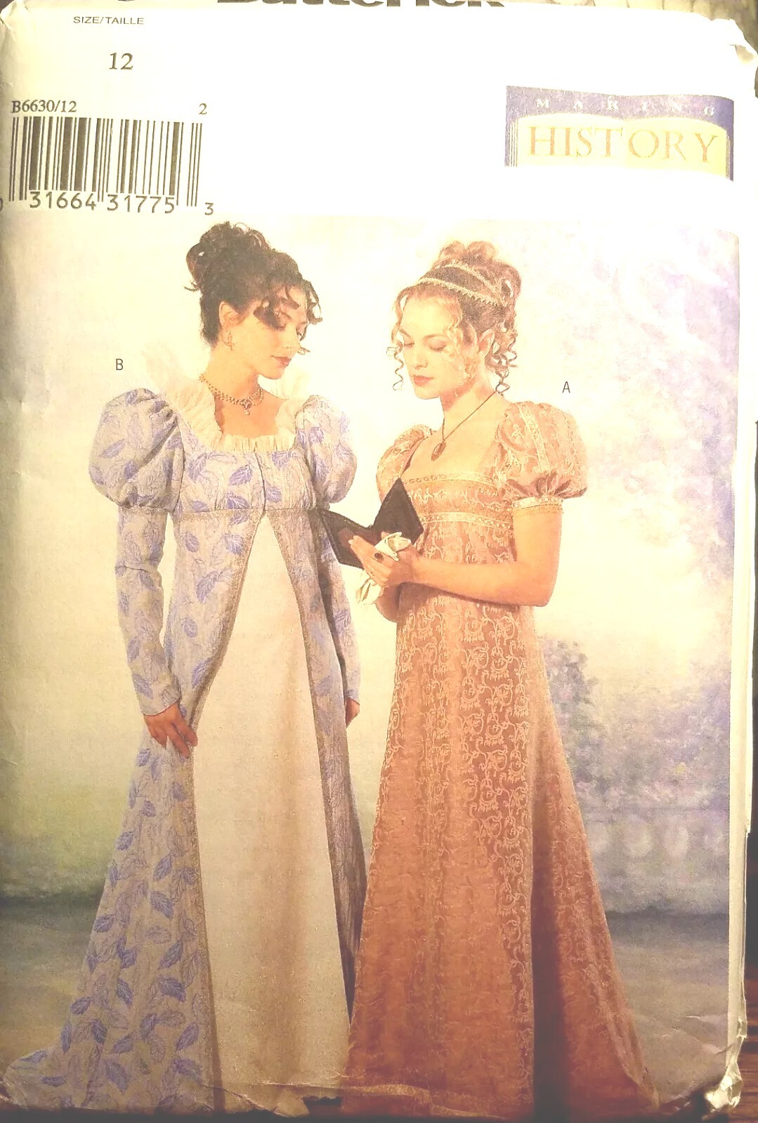 Butterick 6630 Regency Jane Austen Costume Coat Dress Pattern Sz 12 ...