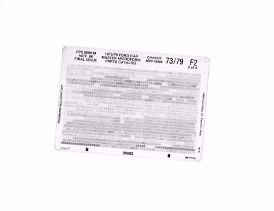 1973-1979 FORD CARS PARTS MICROFICHE FICHE #F2 ONLY | eBay
