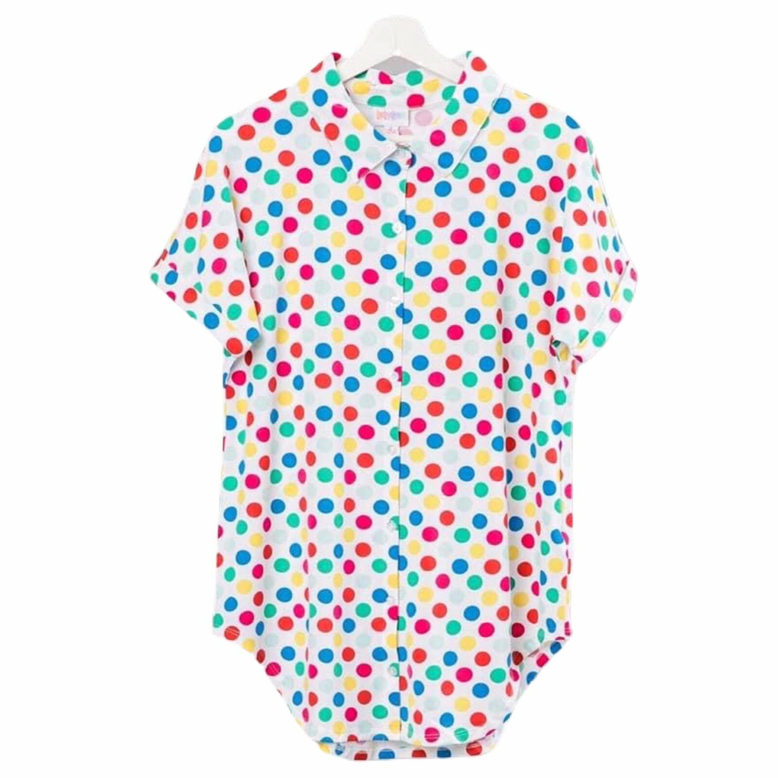 Lularoe WOMENS CHARLIE polka dot button up short sleeve top shirt Sz XS ...