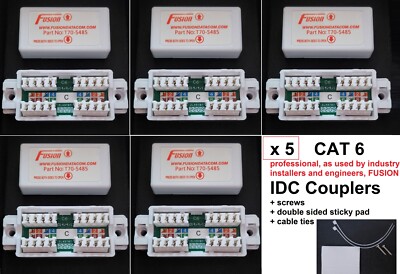 5 x CAT6 Cat5e Inline IDC 4 Pair 8 Way Junction Box Joiner Fusion Cat 6 ...
