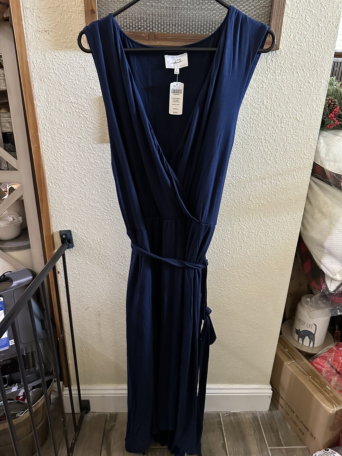 Soma Weekend Soft Jersy Faux Wrap Maxi Dress Navy blue XL | eBay