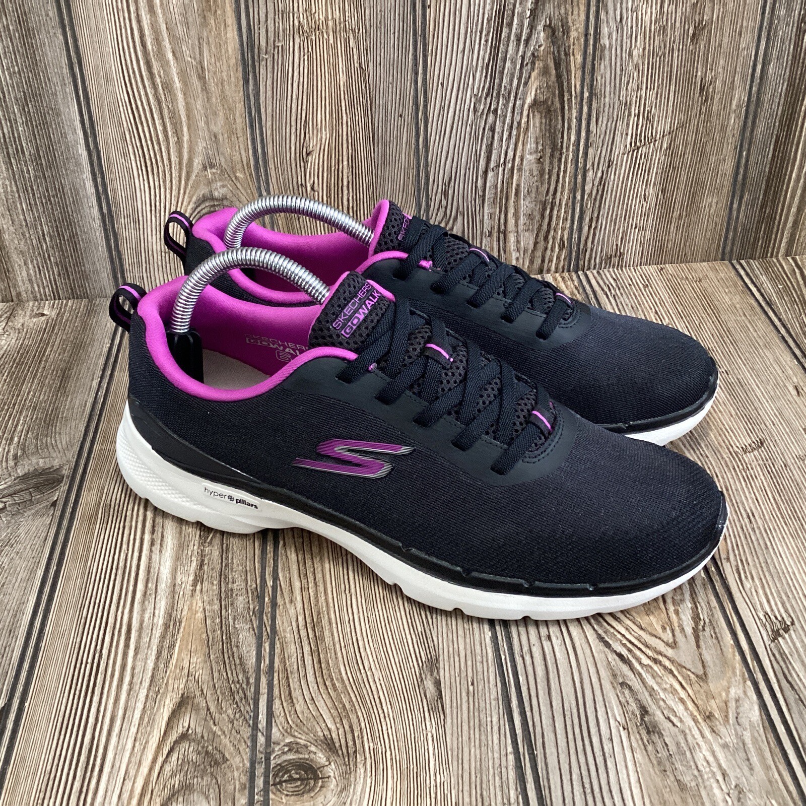 Skechers Shoes Womens Black Purple Go Walk Air Cooled Foam Casual ...
