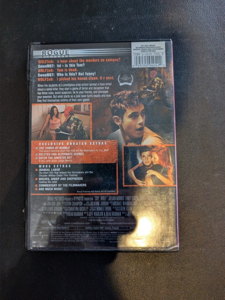 Cry Wolf (DVD, 2005) – Horror/Thriller – Julian Morris / Lindy Booth ...
