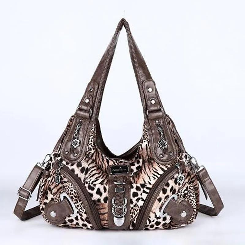Angelkiss Women Leopard Shoulder Bag Top Handle Fashion Satchel Handbag ...