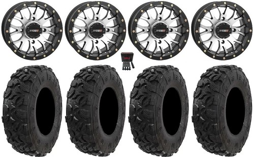 System 3 ST-3 14" Wheels Machined 27" Harvester Tires Yamaha Wolverine ...
