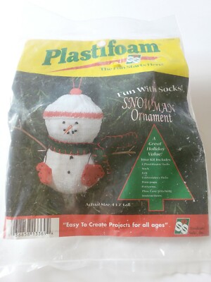 Plastifoam Snowman Ornament Kit Sock Snowman Christmas Craft 1999 | eBay
