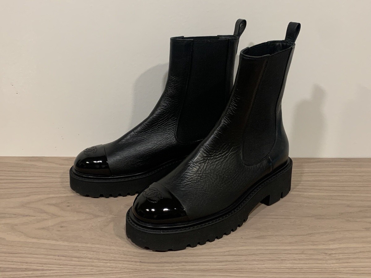 Chanel Patent Leather Toe Chelsea Boot Size 41 BRAND NEW Chanel Patent Leather Toe Chelsea Boot Size 41 BRAND NEW