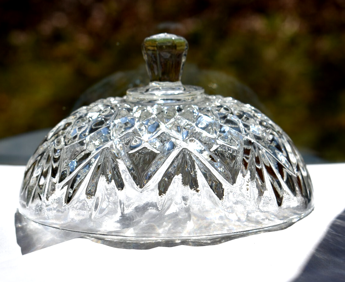 Antique Midcentury Pressed Crystal Glass Domed Dish Lid Replacement ...